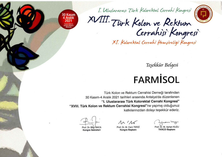 TURKISH COLON AND RECTUM SURGERY CONGRESS - Farmaso
